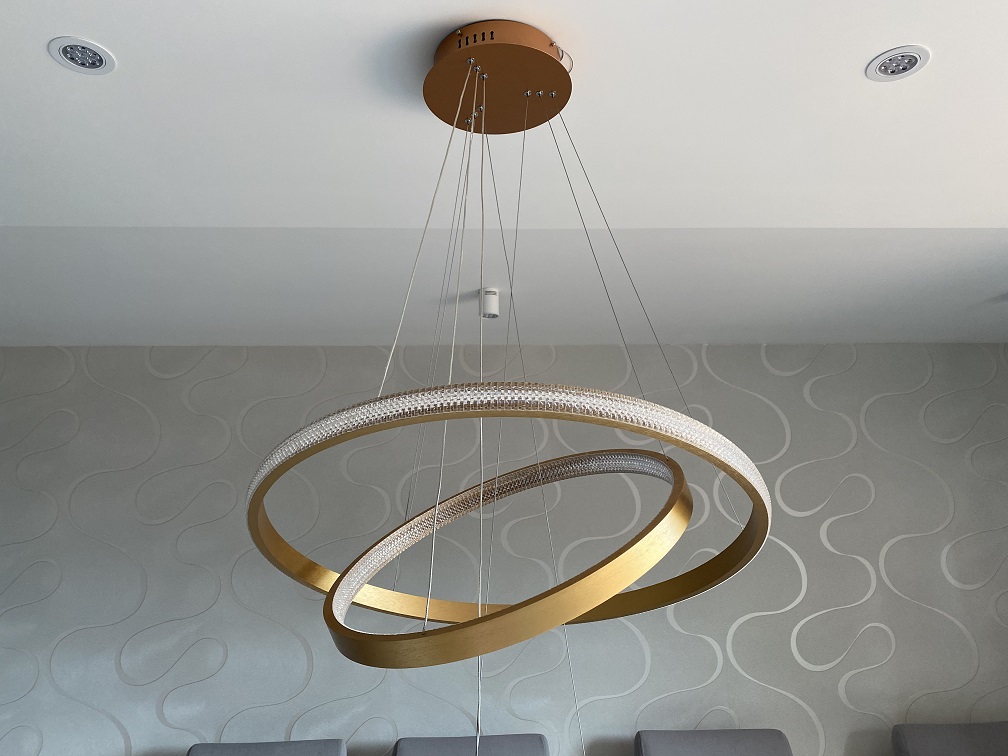 Złota wisząca lampa LED ring 80cm 88Watt L131 - zyrandole24.pl